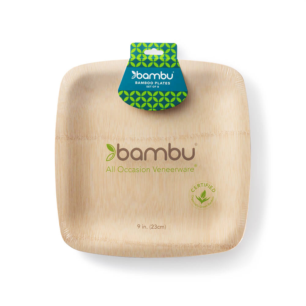 Bambu Veneerware 9in Bamboo Square Plate Set of 8 – Joanne Hudson Basics
